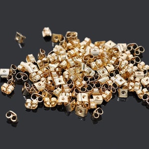 100 Pcs Gold Plated Earring Backs, Gold Earring Stoppers, Gold Earring ...