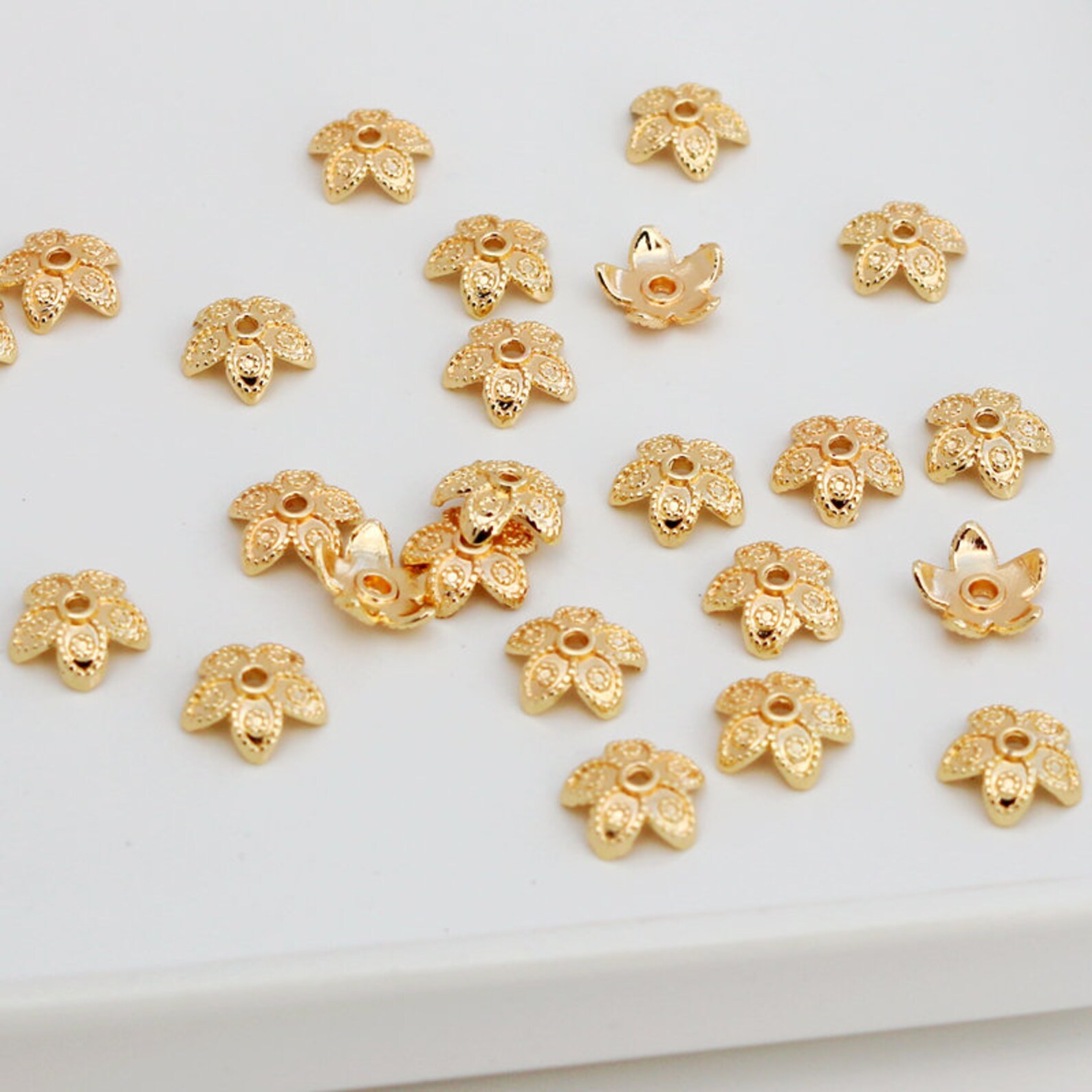 50 Pcs 8mm 14K Gold Plated Bead Caps Gold Flower Bead Cap - Etsy