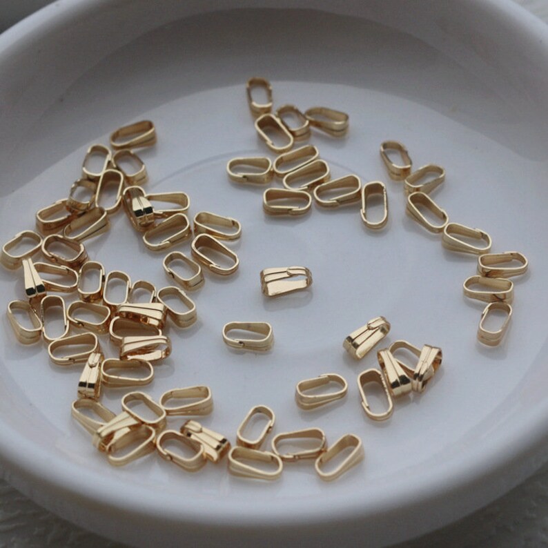 50 Pcs 14K Gold Plated Brass Pinch Bails Pendant Bails Charm - Etsy