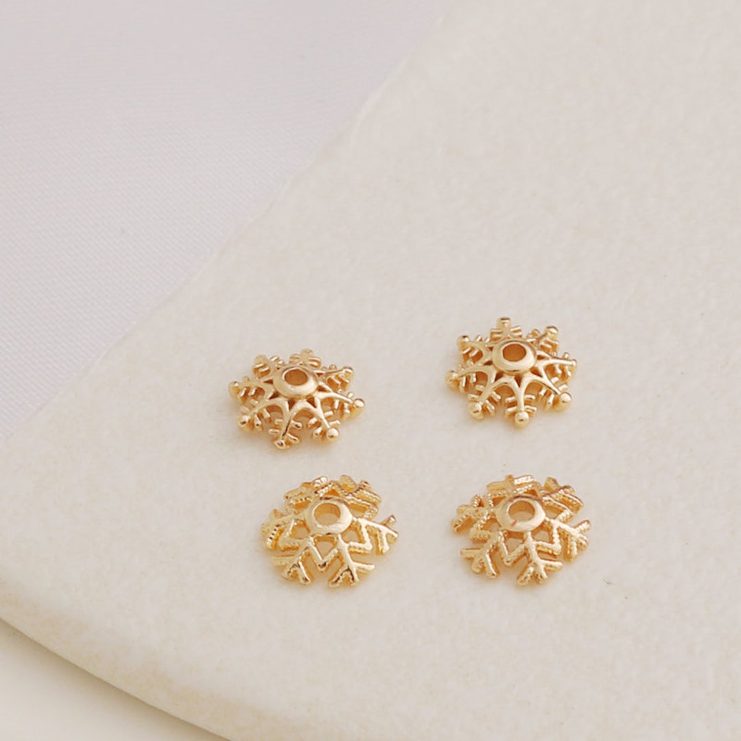 50 Pcs 8mm 14K Gold Plated Snowflake Bead Caps Hollow Out - Etsy