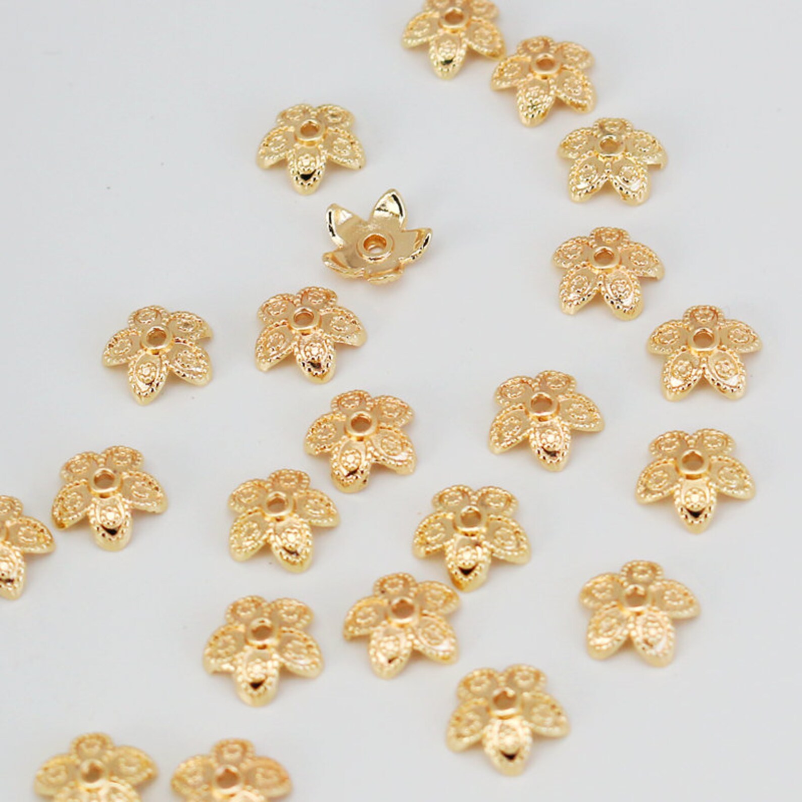 50 Pcs 8mm 14K Gold Plated Bead Caps Gold Flower Bead Cap - Etsy