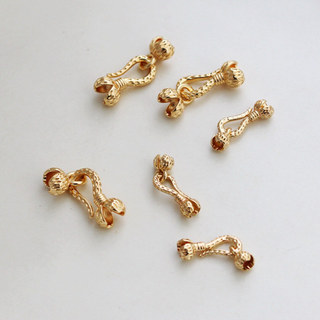 10 Set 14K Gold Plated Brass Crimp Clasp, Crimp End, End Caps Clasps ...