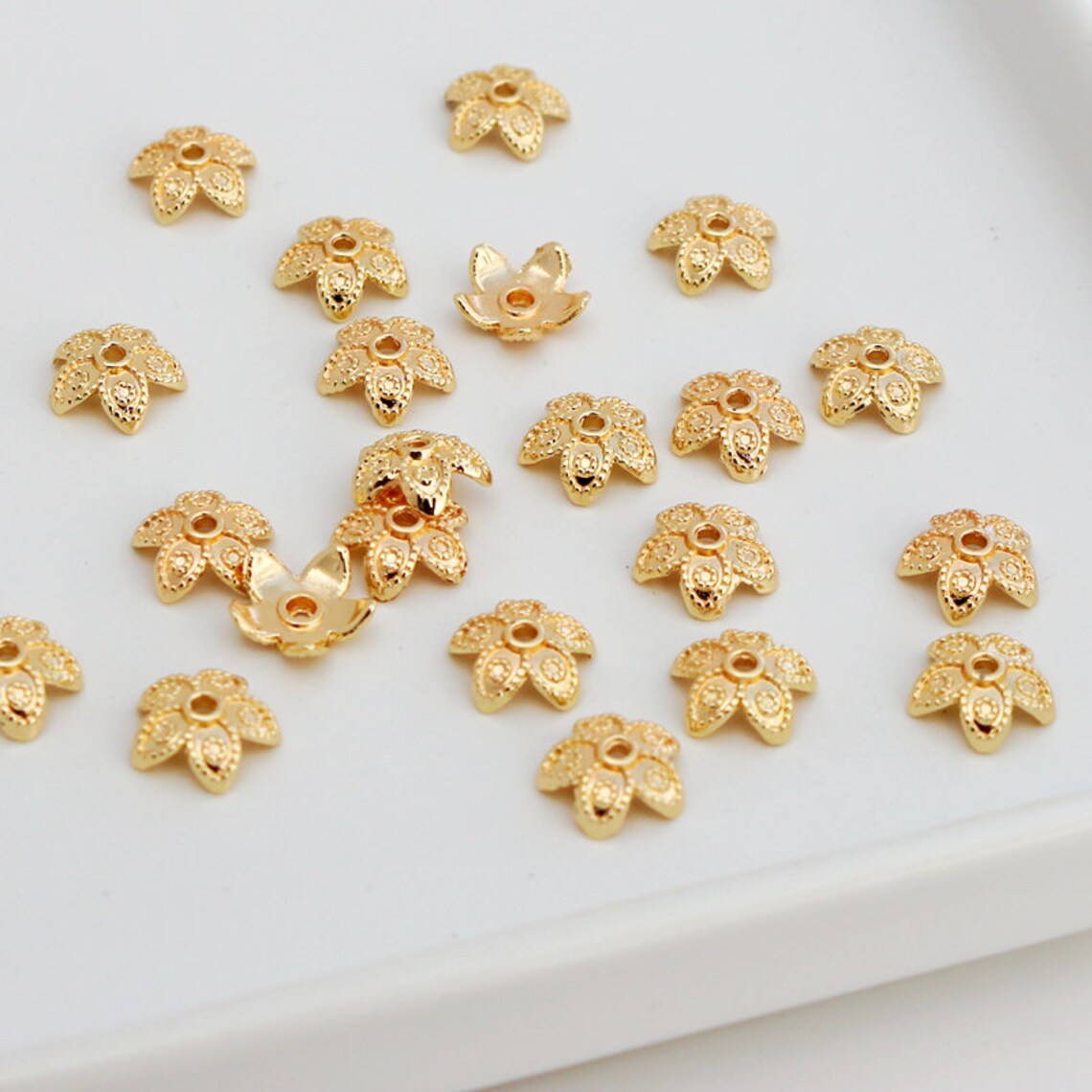 50 Pcs 8mm 14K Gold Plated Bead Caps Gold Flower Bead Cap - Etsy