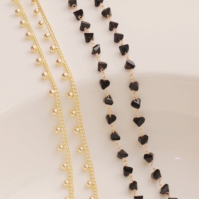 1 Meter 14K Gold Plated Chain Ball Chain Cable Chain Black - Etsy