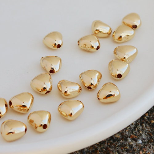 10 Pcs 14K Gold Plated 5mm Heart Shape Beads Charm Connector - Etsy