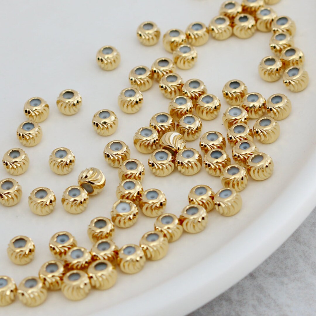 10 Pcs 5mm 14K Gold Plated Rubber Stopper Beads, Faceted Beads, Stopper ...