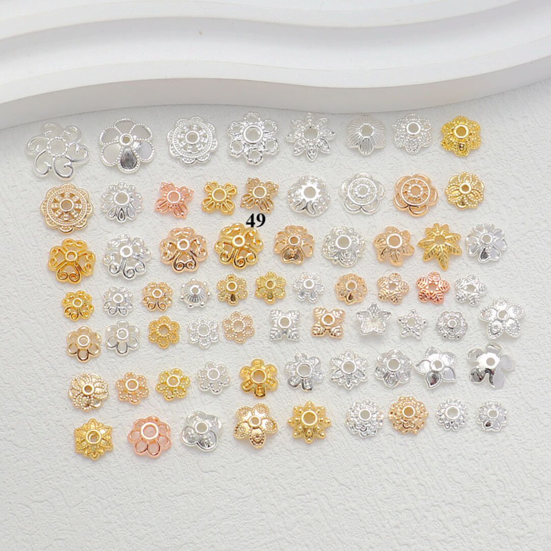 50 Pcs 14K Gold Plated Flower Bead Caps: Hollow Out End Caps - Etsy