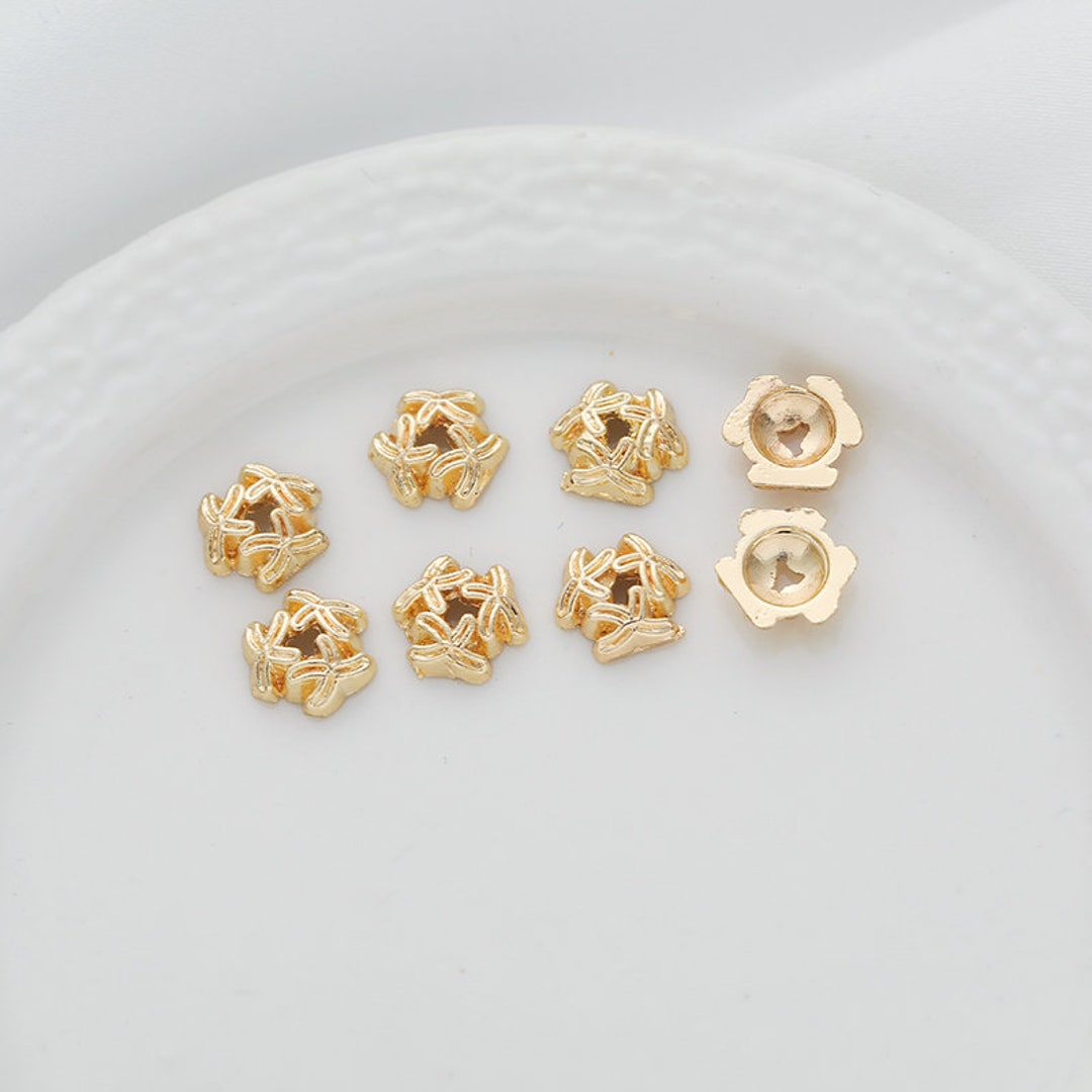 50 Pcs 8mm 14K Gold Plated Bead Caps, Bead Cap, Gold Bead Caps, Bead ...