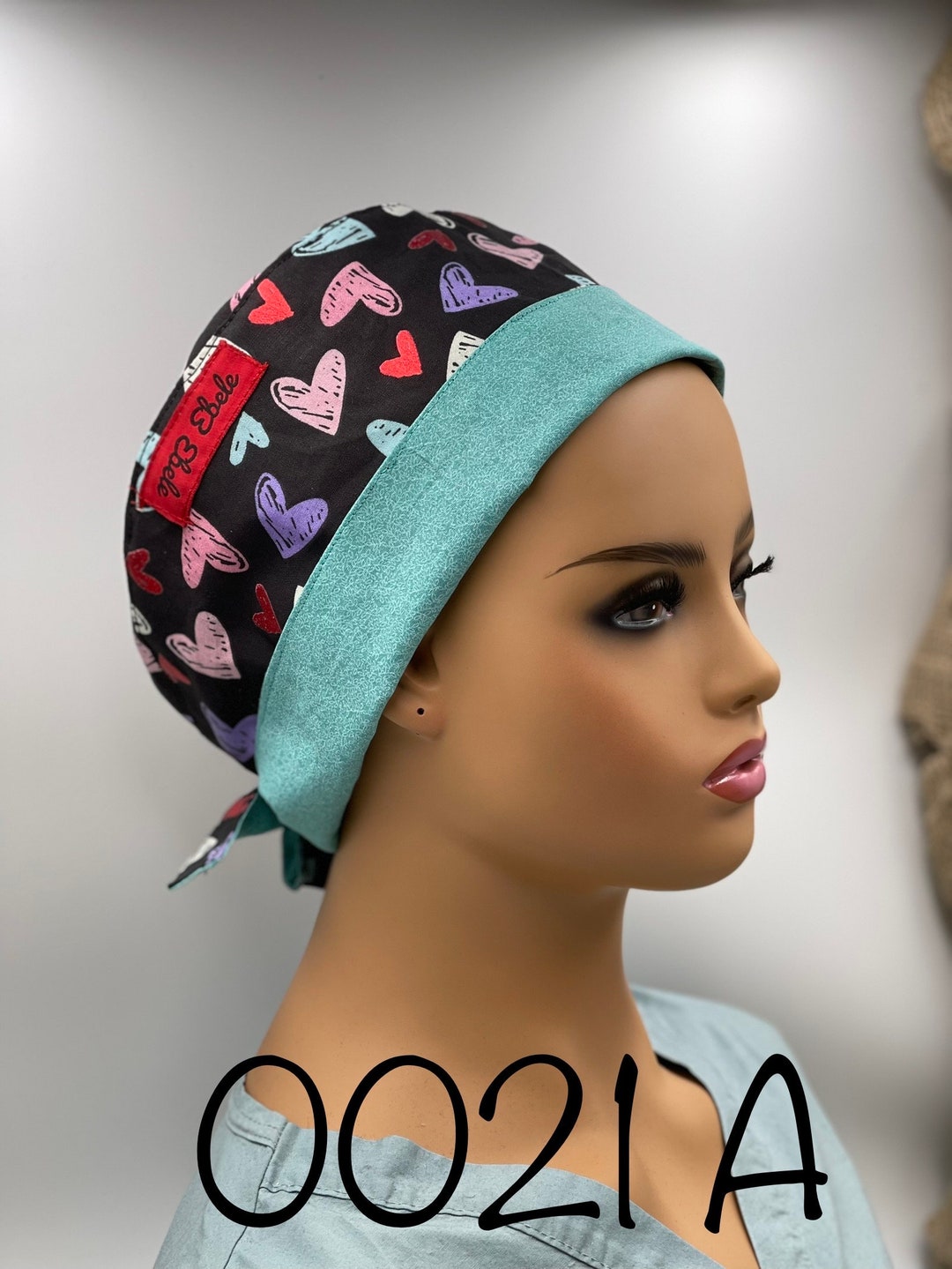 Heart Print Scrub Cap, Handmade Cotton, Valentine's Day Gift - Etsy
