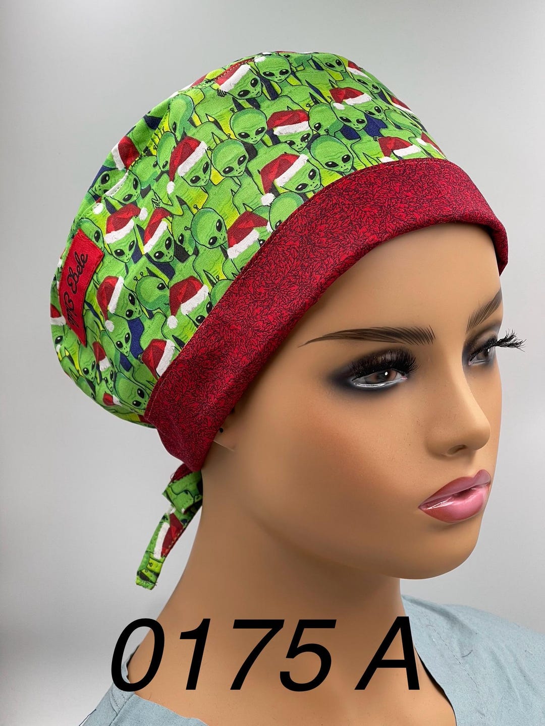 Alien Scrub Caps. Alien Santa in Red Hats. Extra Terrestrial Christmas ...