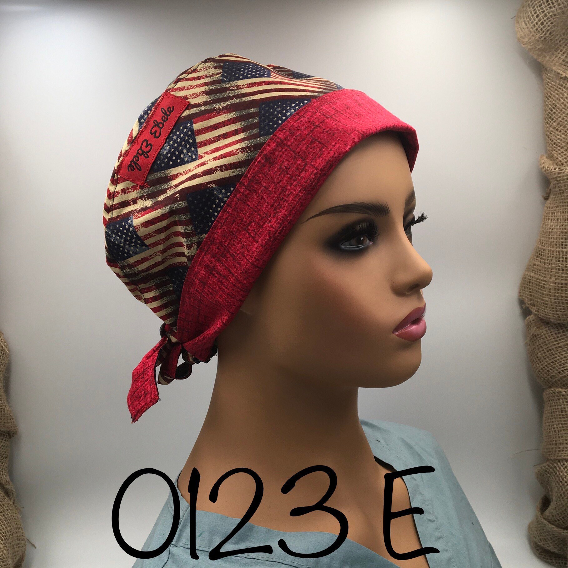 Patriotic and Snazzy scrub caps in red,blue and white. Regular size ...