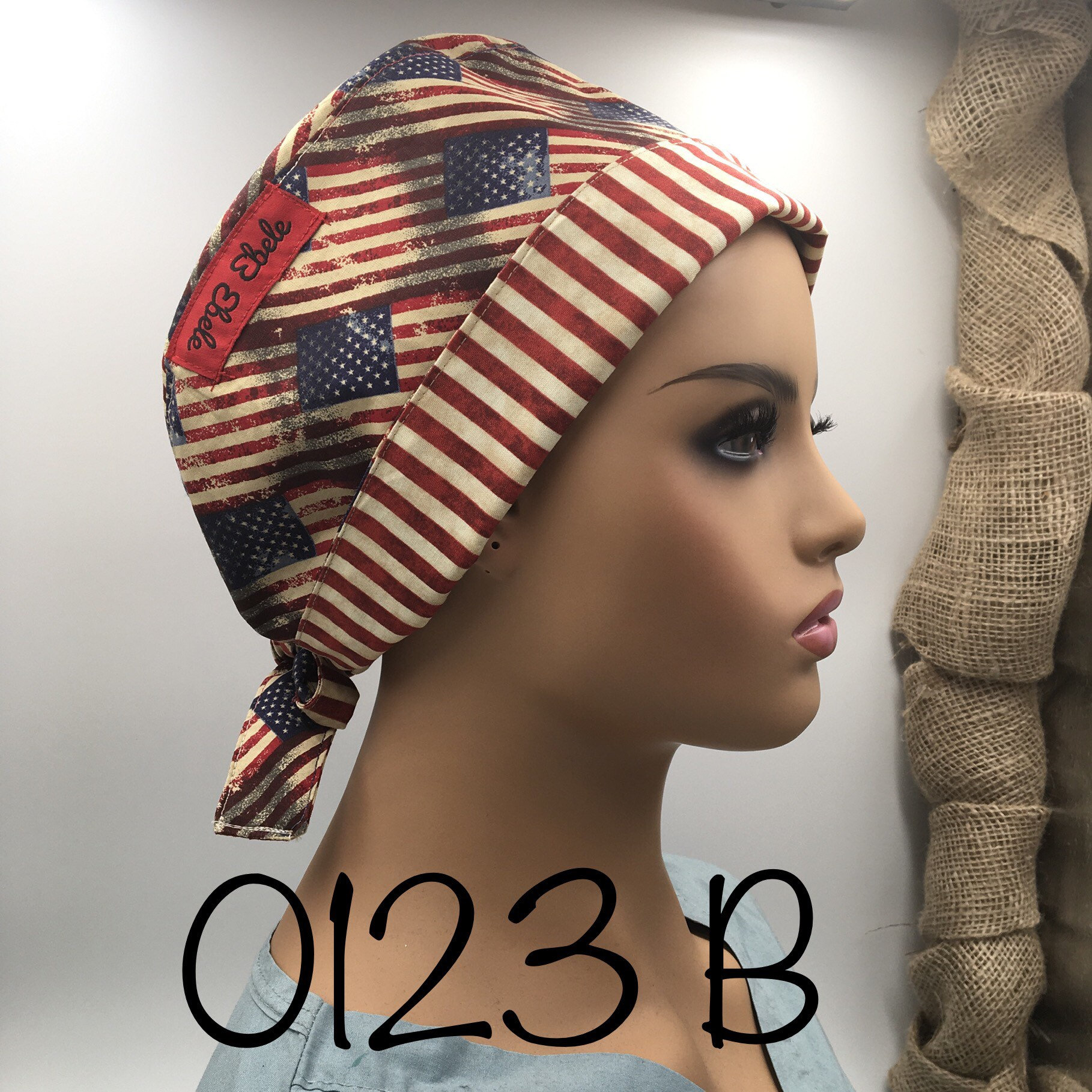 Patriotic and Snazzy scrub caps in red,blue and white. Regular size ...