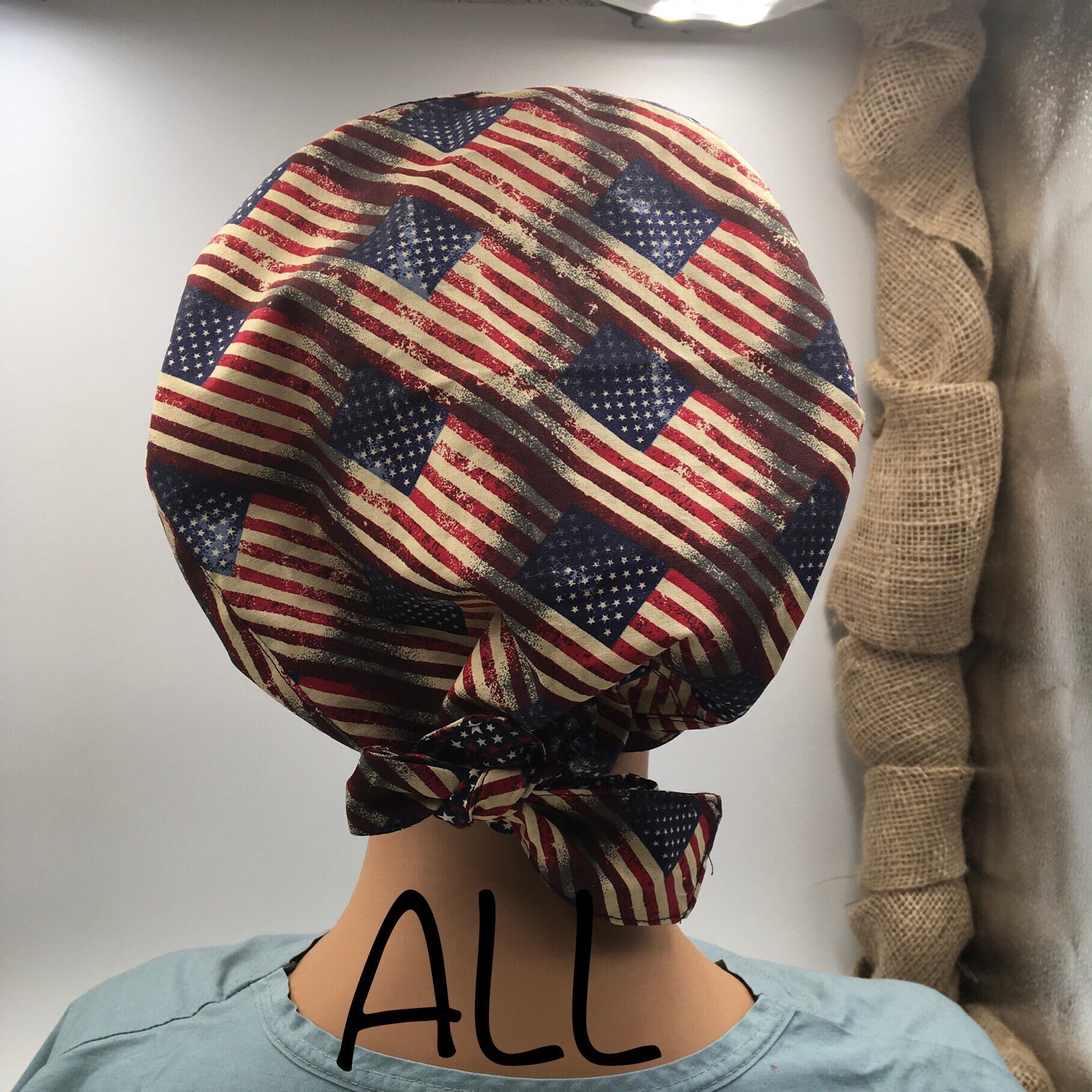 Patriotic and Snazzy scrub caps in red,blue and white. Regular size ...