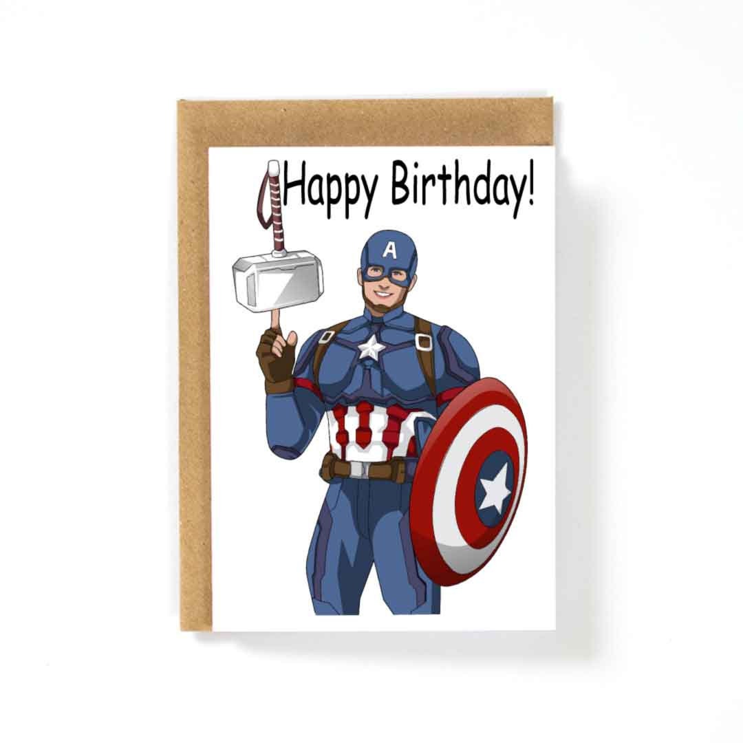 Captain America Birthday Card - Etsy