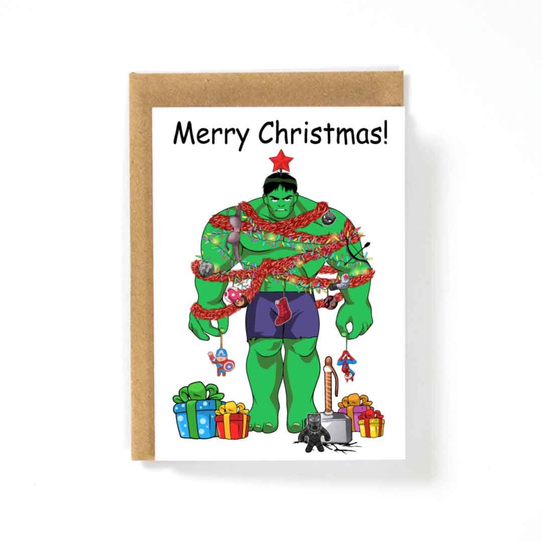 Hulk Black Panther Thor Avengers Christmas Card - Etsy