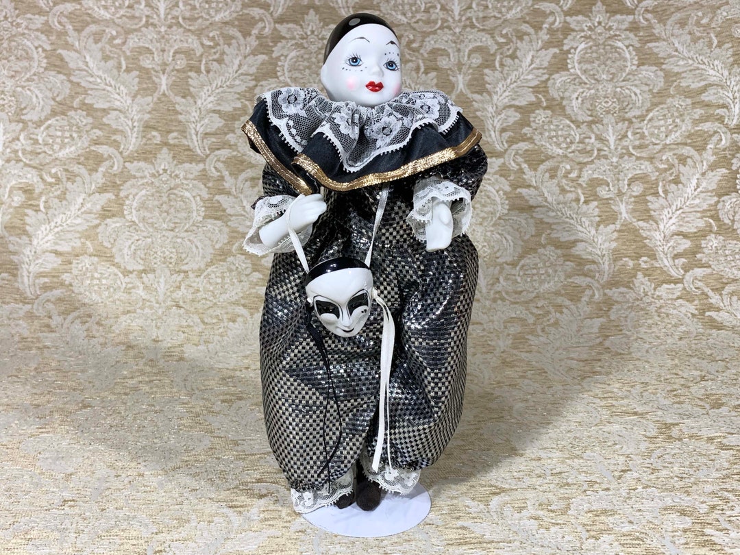 Musical and Animated Porcelain Pierott Clown With Mardi Gras - Etsy