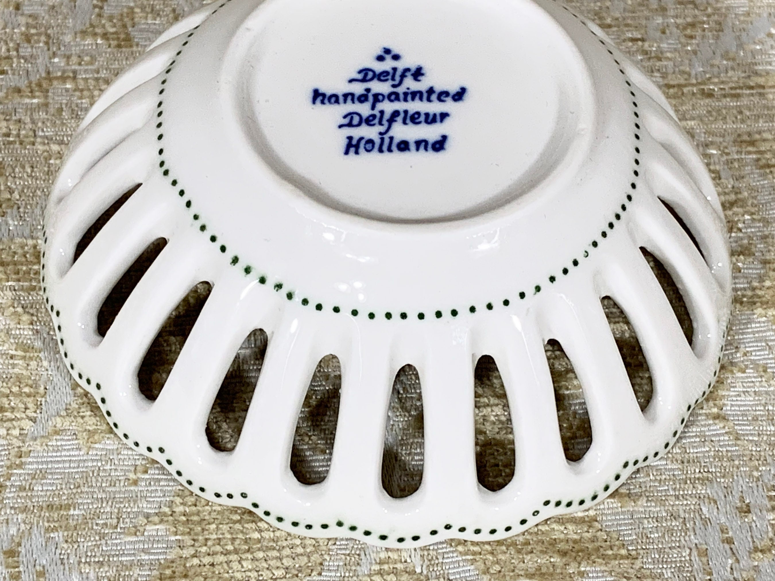 Delft Handpainted Delfleur Holland Serrated Trinket Bowl Bone China ...