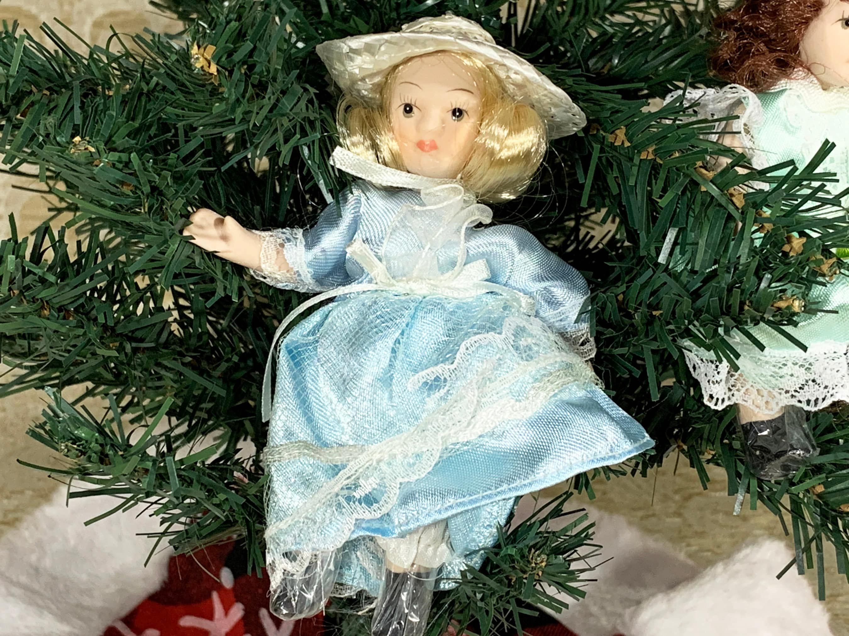 Set of 5 Miniature Porcelain Doll Christmas Tree Ornaments Item 1 - Etsy