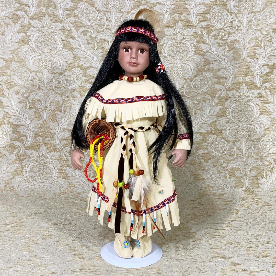 Vintage Native American Doll Holding a Basket - Etsy