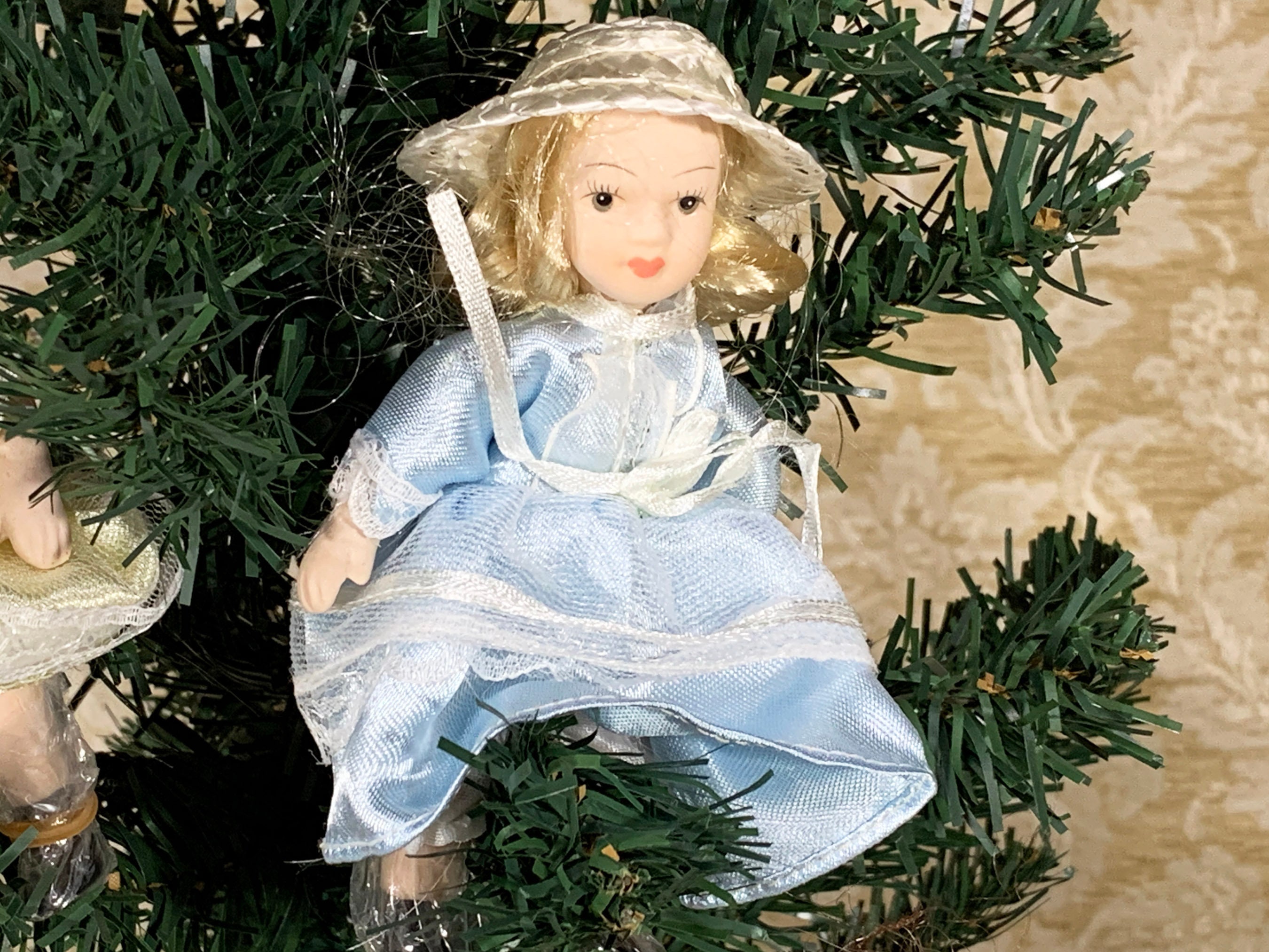 Set of 5 Miniature Porcelain Doll Christmas Tree Ornaments Item 1 - Etsy