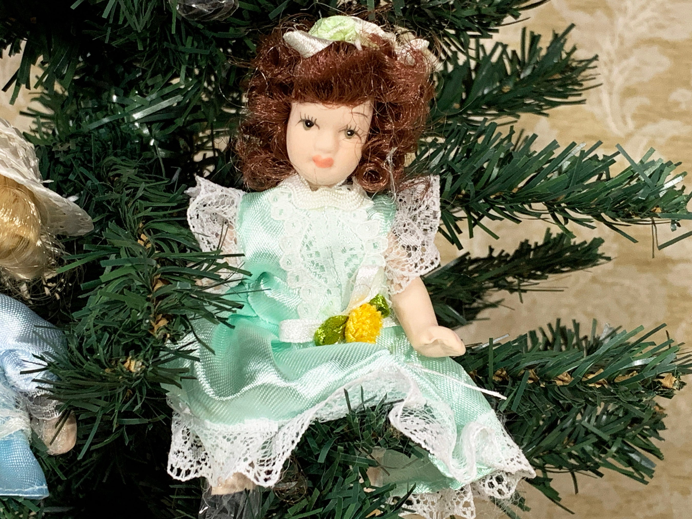 Set of 5 Miniature Porcelain Doll Christmas Tree Ornaments Item 1 - Etsy