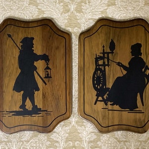 Set of Two Colonial Silhouette Wall Hangings - Etsy