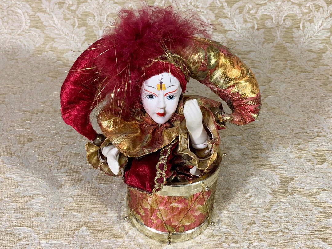 Musical and Animated Jester Clown Doll in a Drum - Etsy