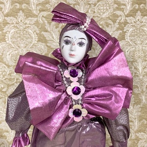 Vintage Porcelain French Pierott Clown in Pink and Dark Mauve - Etsy