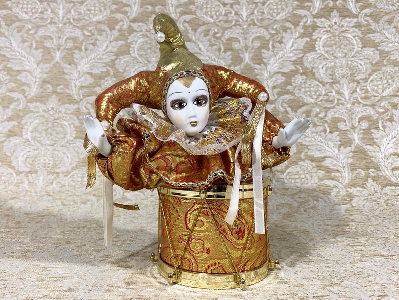 1980s Musical and Animated Jester Music Box in Gold and White - Etsy