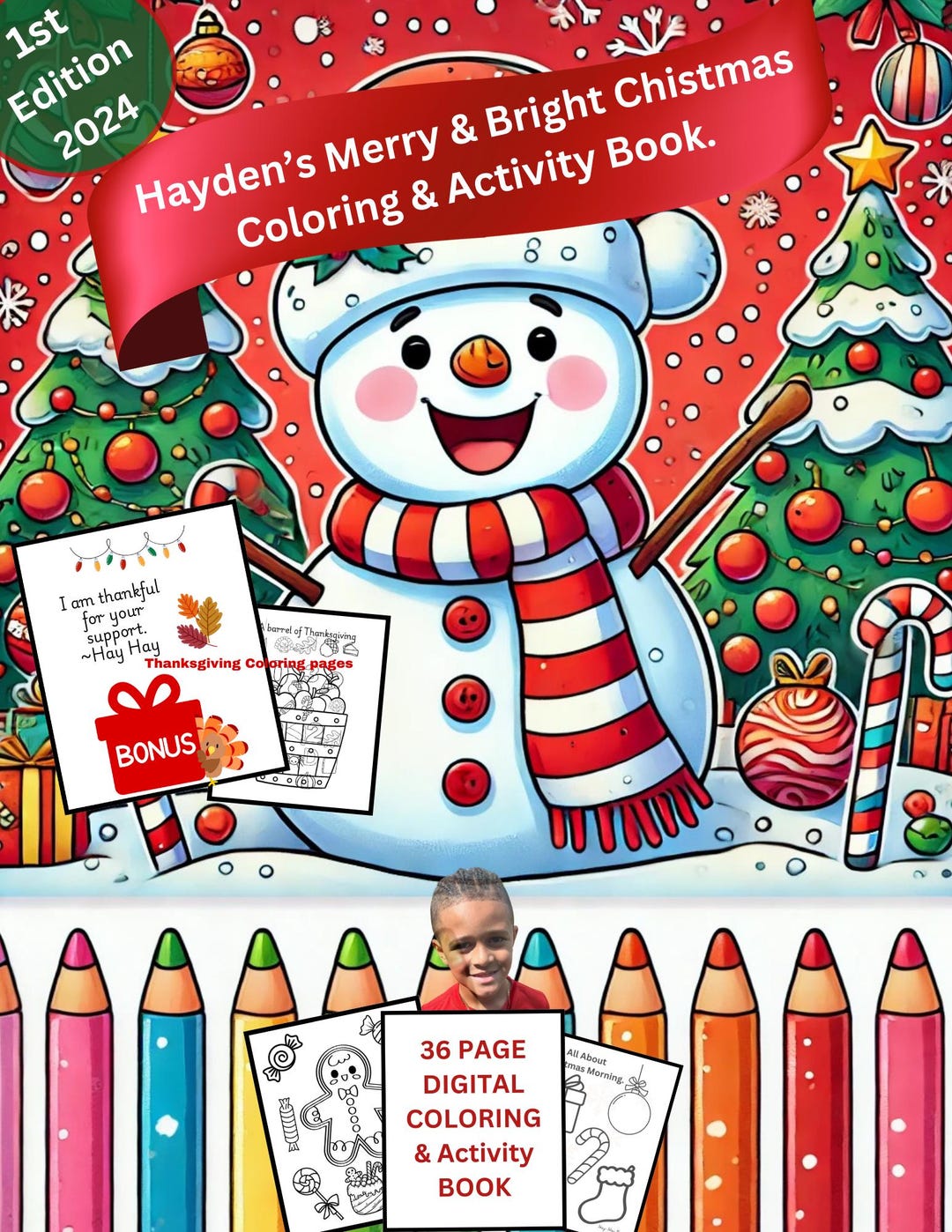 Hayden's Merry & Bright Christmas Coloring and Activity Book Digital ...