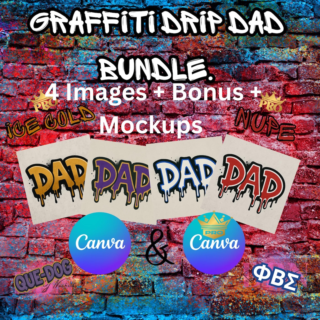 Graffiti Drip Dad Bundle Canva and Canva Pro - Etsy
