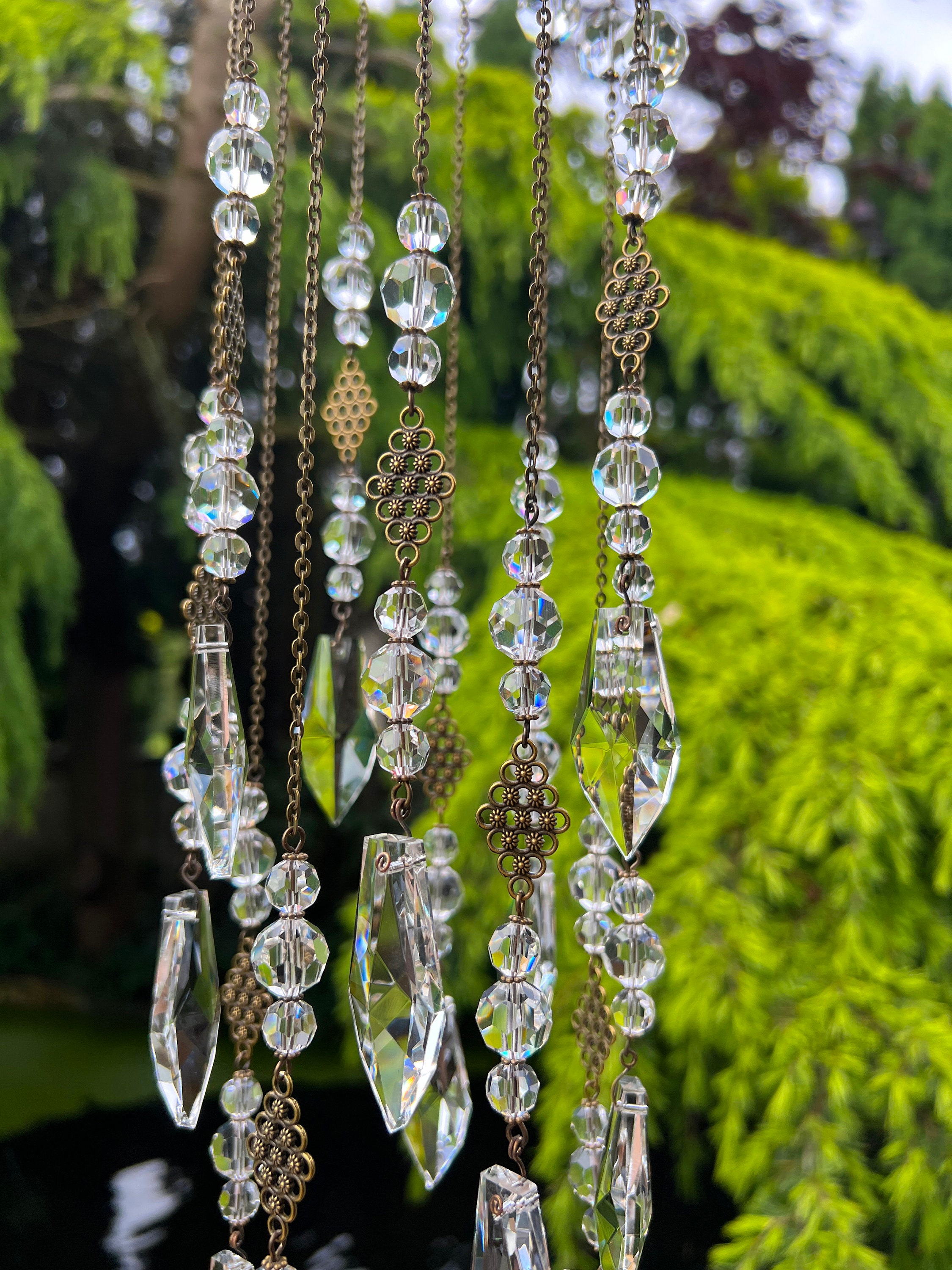 Long Elegant Crystal Suncatcher Chandelier, Lightcatcher Crystals for Windows, Decor Crystals ...