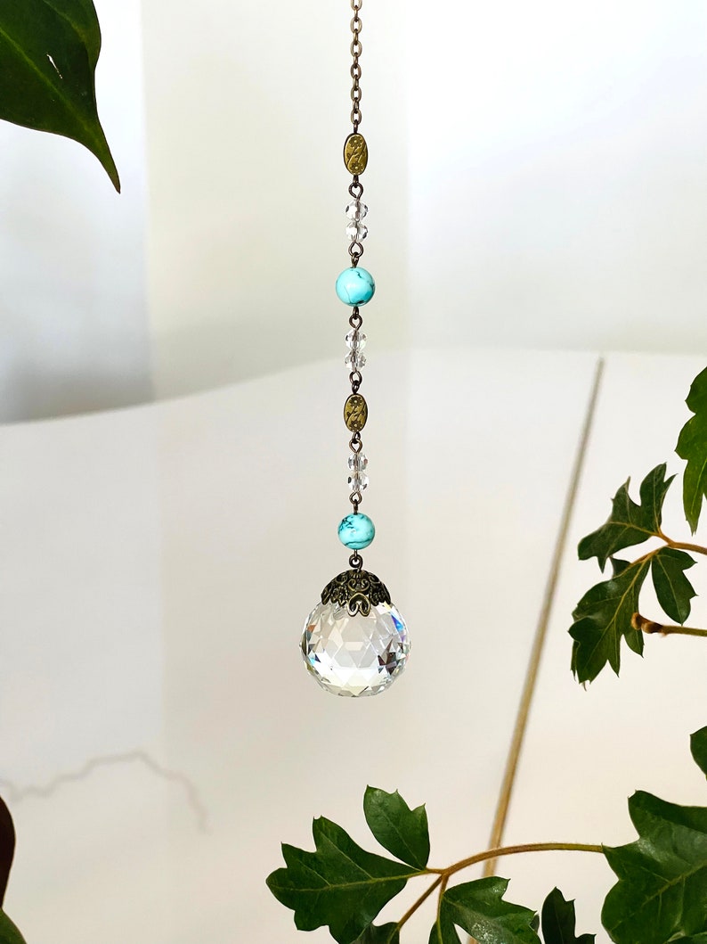 Crystal Ball Suncatcher Blue Turquoise Gemstone Bead - Etsy