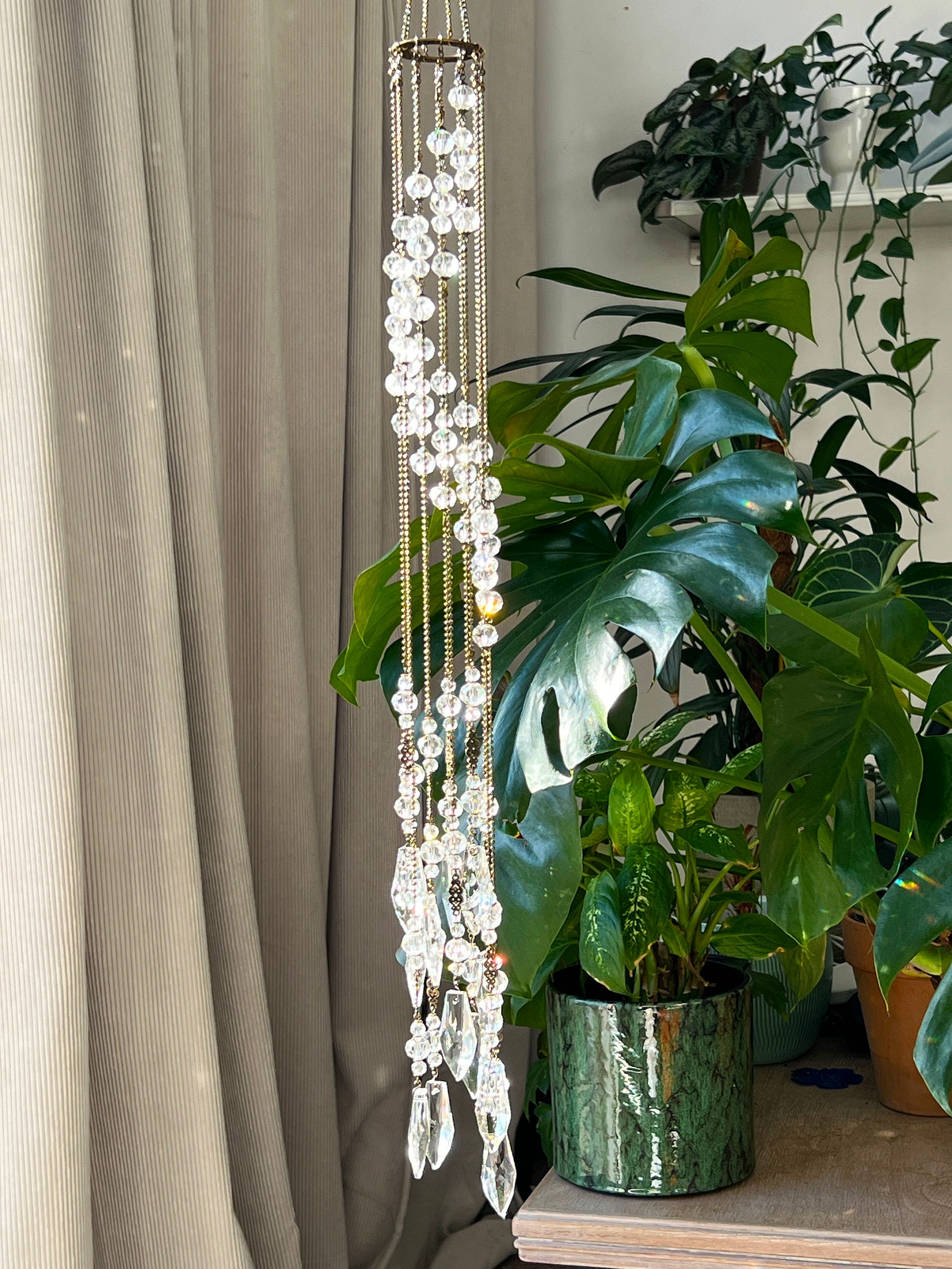 Elegant Long Glass Crystal Suncatcher Chandelier – Radiant Light ...