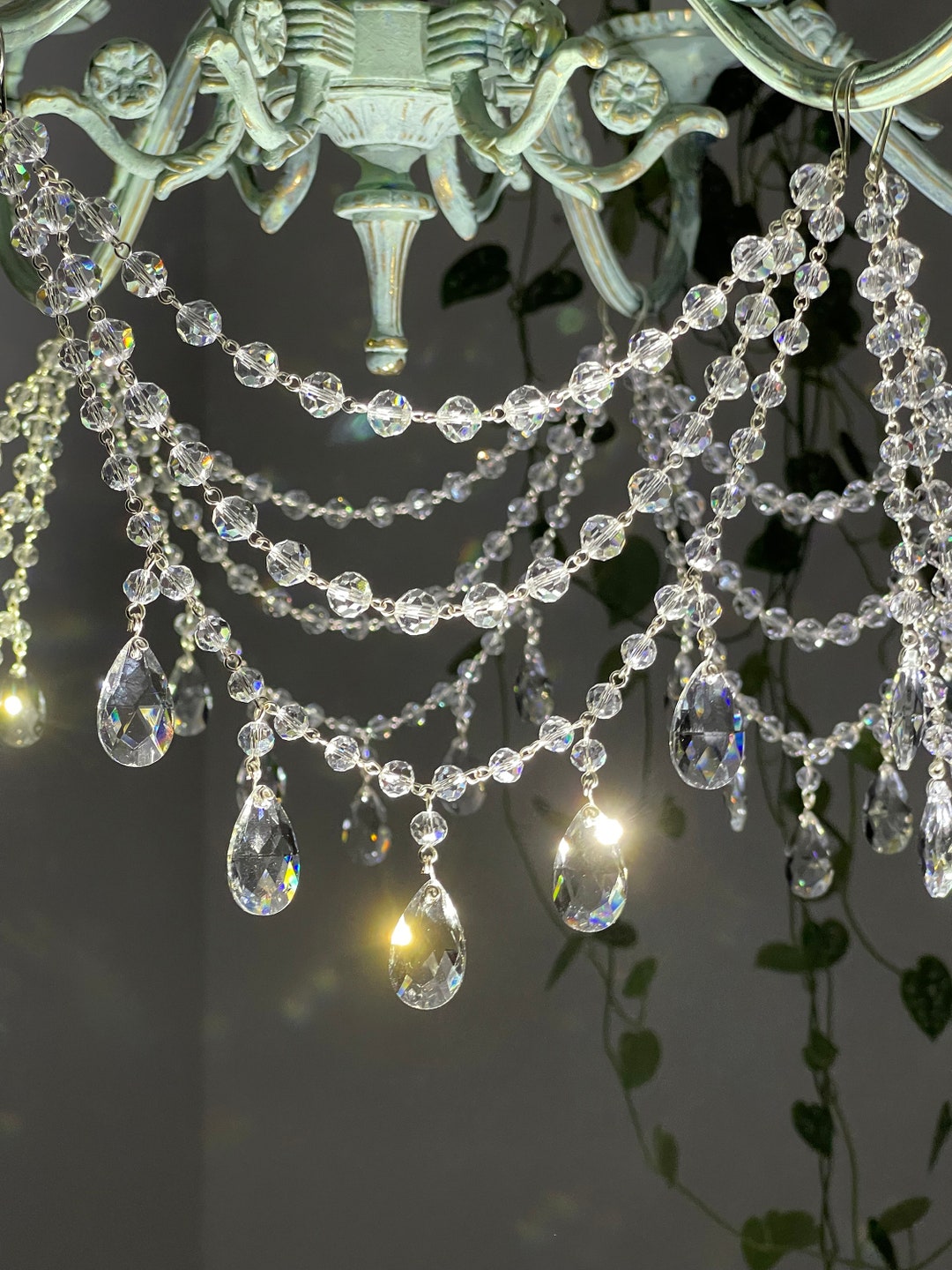 Elegant Clear Crystal Garland, Three Layer Crystal Swag for the ...