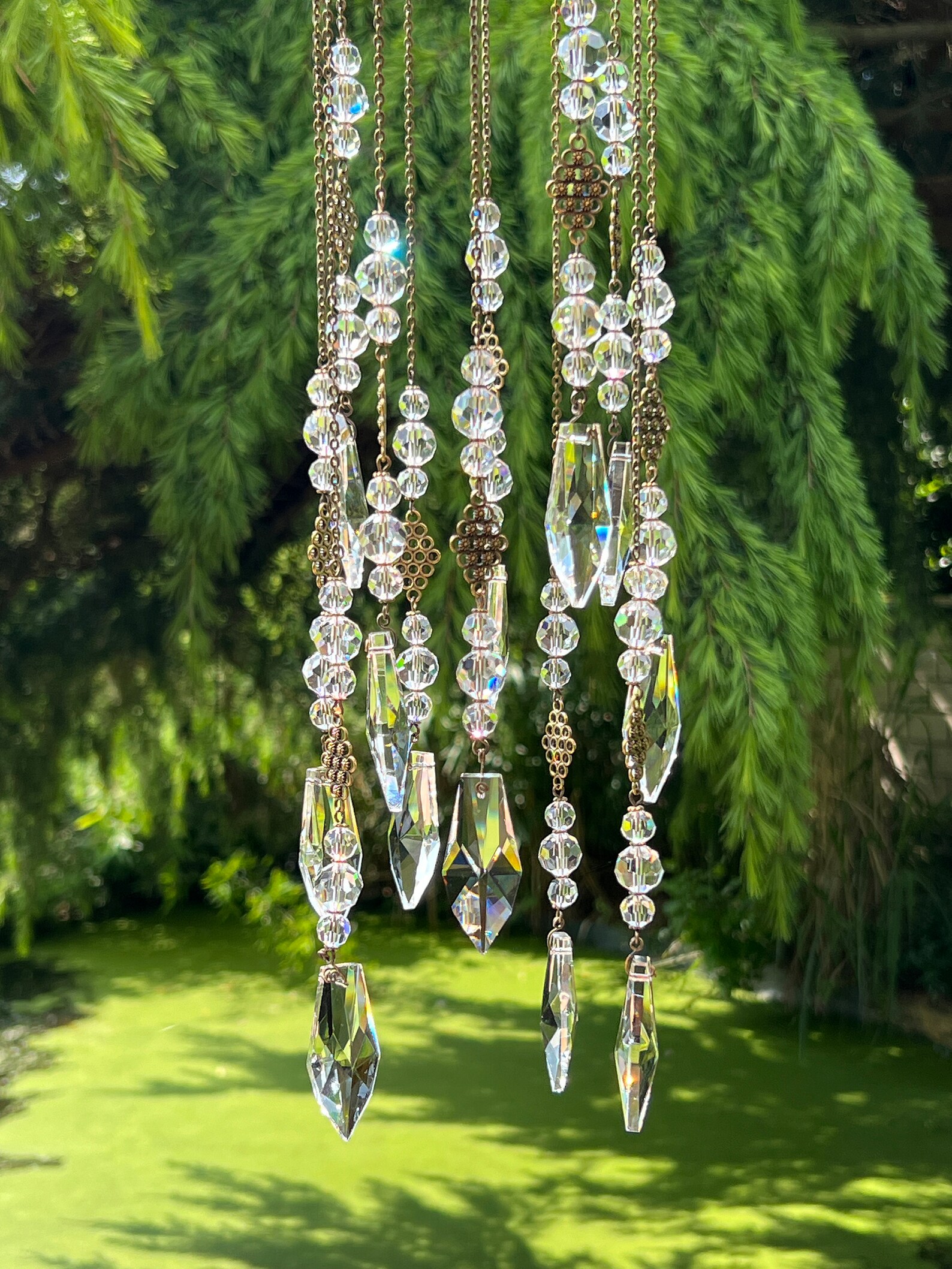 Long Elegant Crystal Suncatcher Chandelier, Lightcatcher Crystals for Windows, Decor Crystals ...
