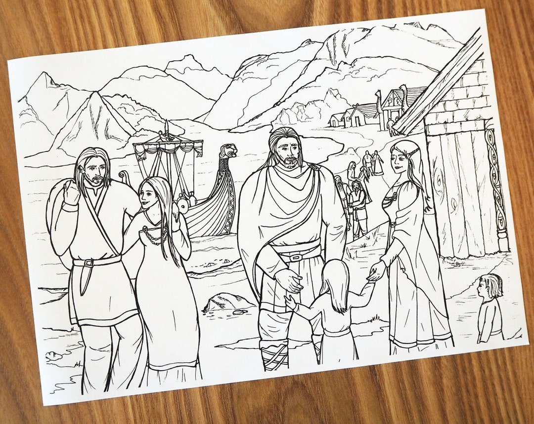 Vikings Printable Coloring Page Historical Themes Around - Etsy