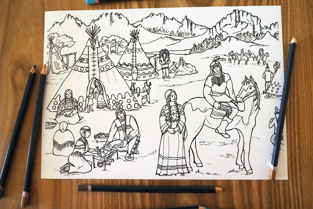 Northern America Printable Coloring Page Historical Themes - Etsy