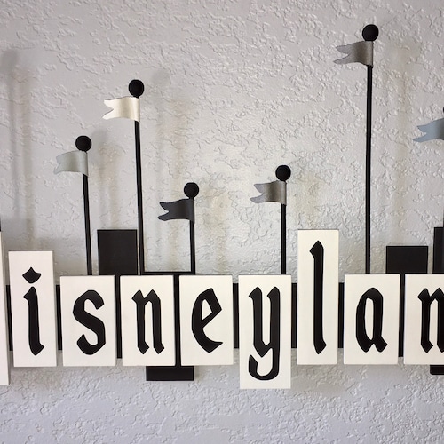 Vintage Disneyland Entrance Sign With Flags - Etsy