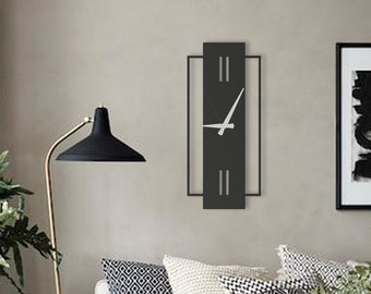Modern Minimalist Wall Clock, Rectangle Silent Metal Wall Clock Art ...