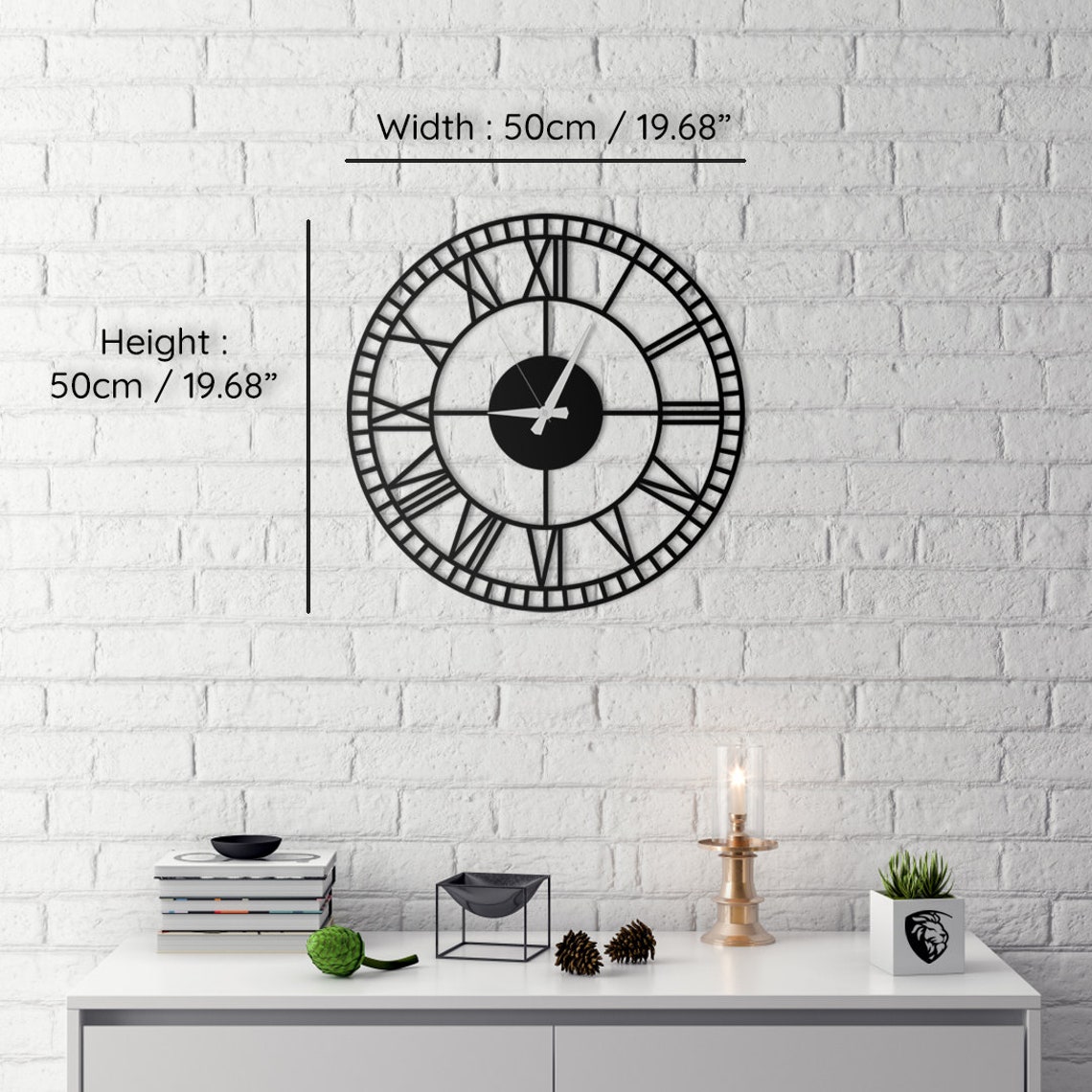 Roman Wall Clock Minimalist Large Wall Clock Farmhouse Wall | Etsy