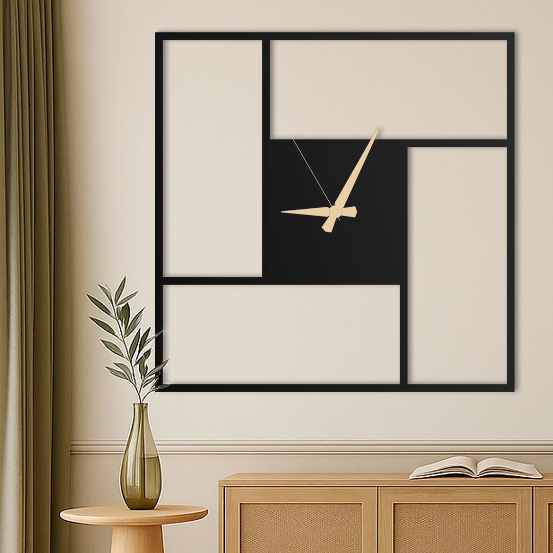 Square Large Unique Wall Clock, Oversized Wall Clock, Modern Silent ...