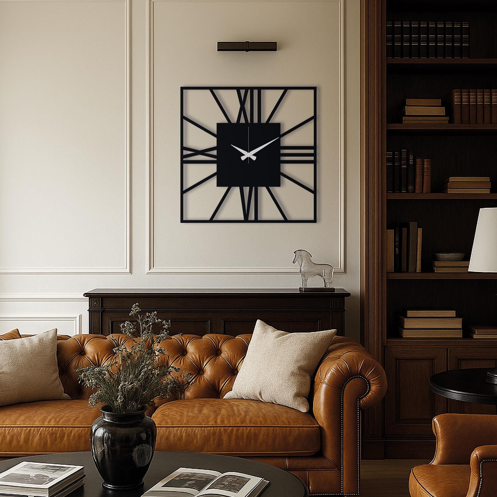 Square Large Unique Wall Clock, Oversized Wall Clock, Modern Silent ...