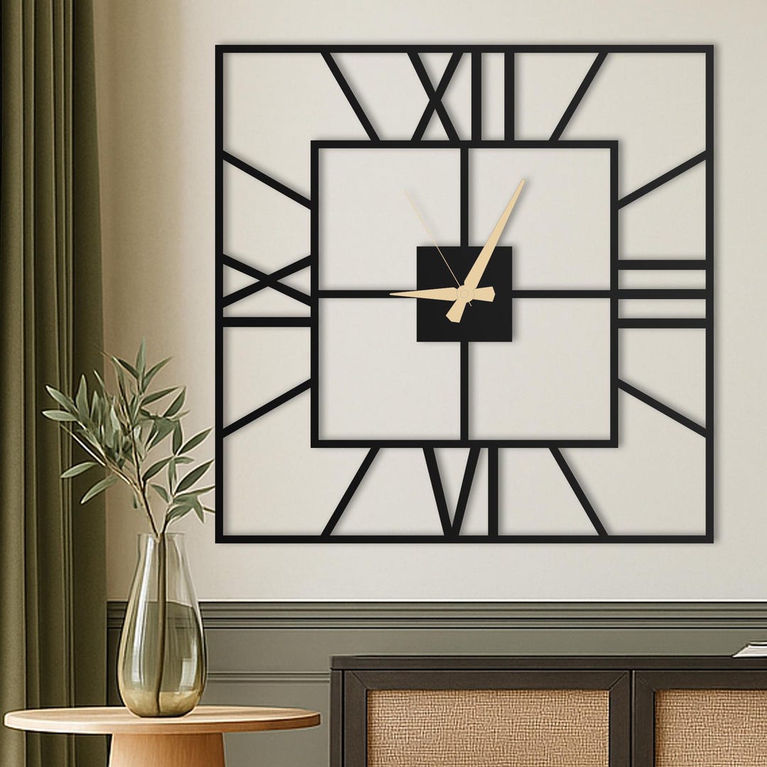 Square Large Wall Clock, Oversized Unique Wall Clock, Modern Silent ...