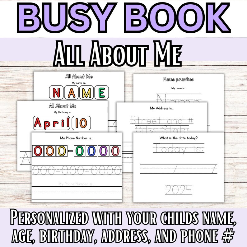 All About Me Book- Write It In- Name, Age, Address, Phone Number ...