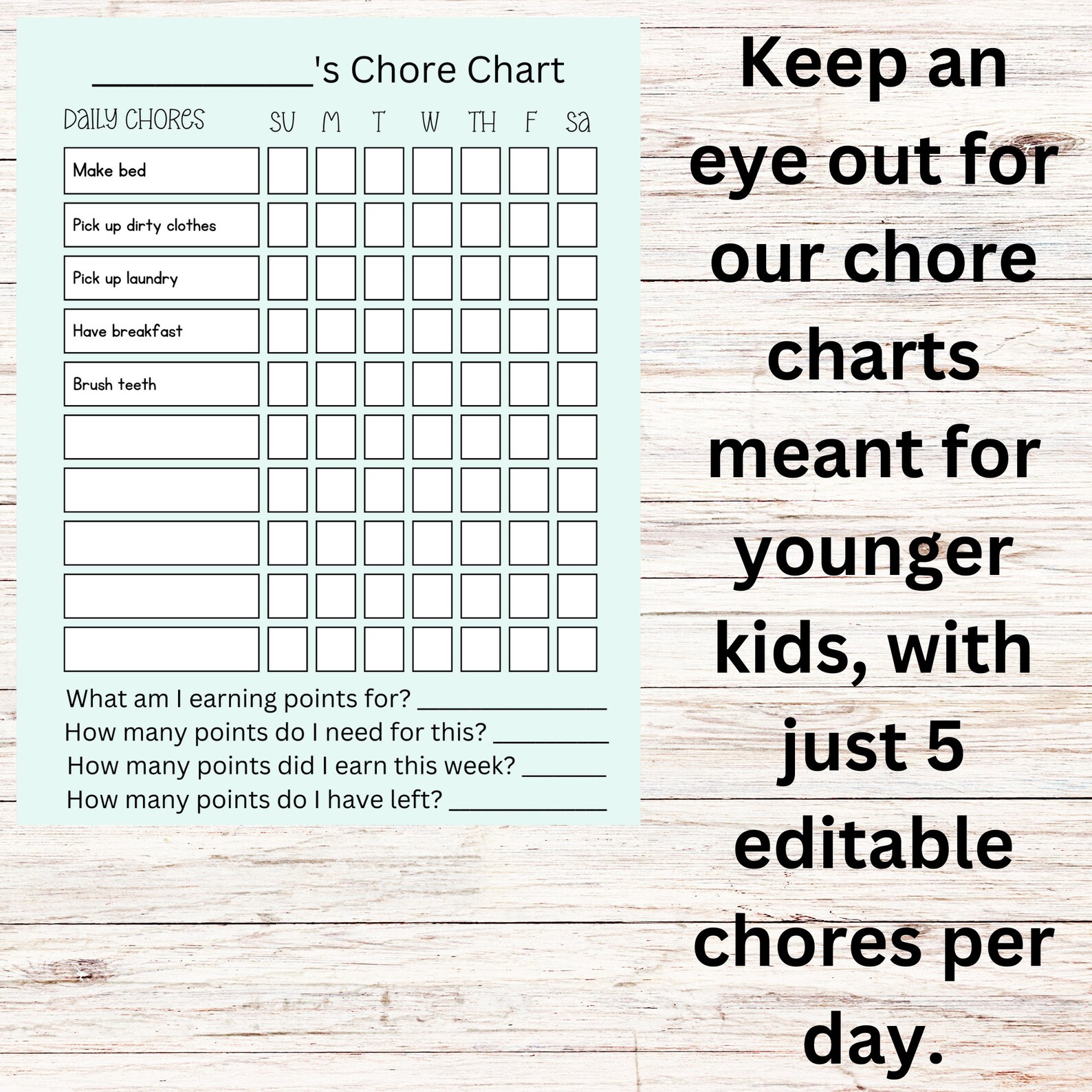Editable Canva Template Chore Charts for Older Kids 10 - Etsy