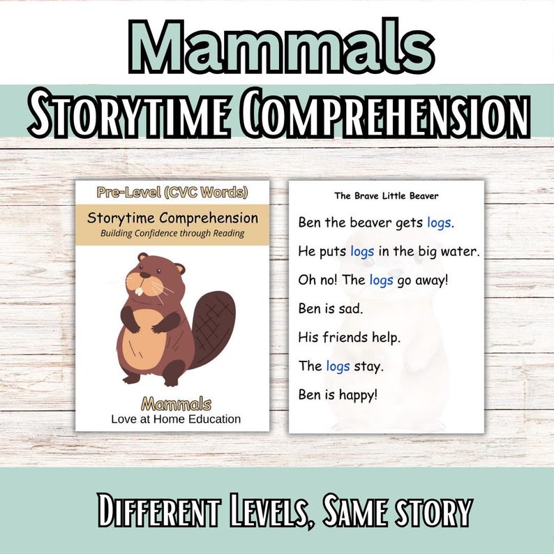 Storytime Comprehension Mammals | CVC Reading Practice | Early Reader ...