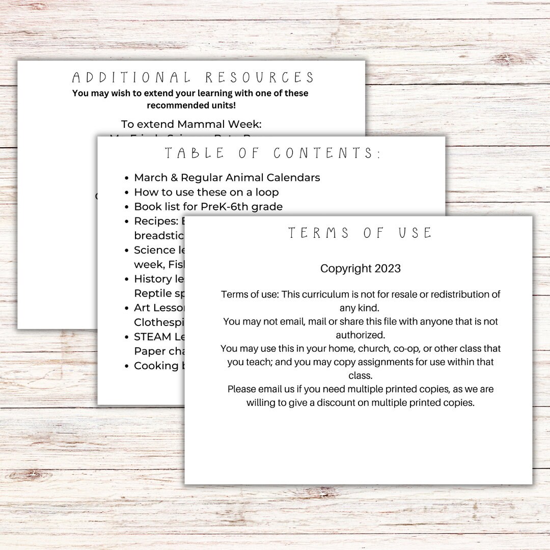 Unschooling Calendar Volume 3: ANIMALS march Homeschool - Etsy