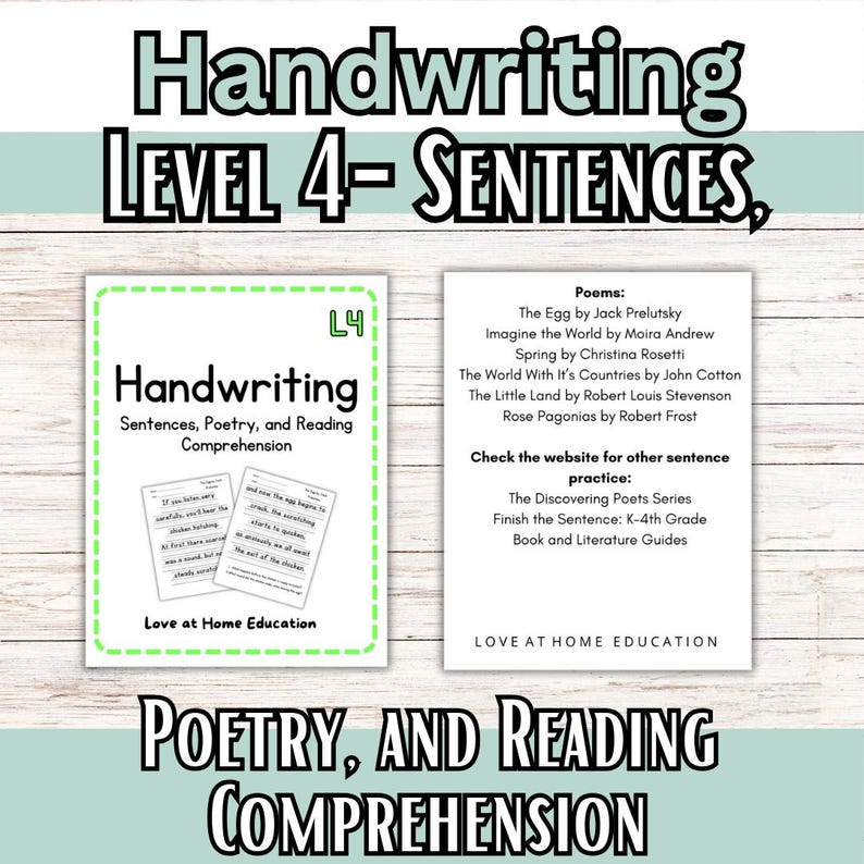 Handwriting Practice: Sentences, Poetry, Reading (digital Download) - Etsy