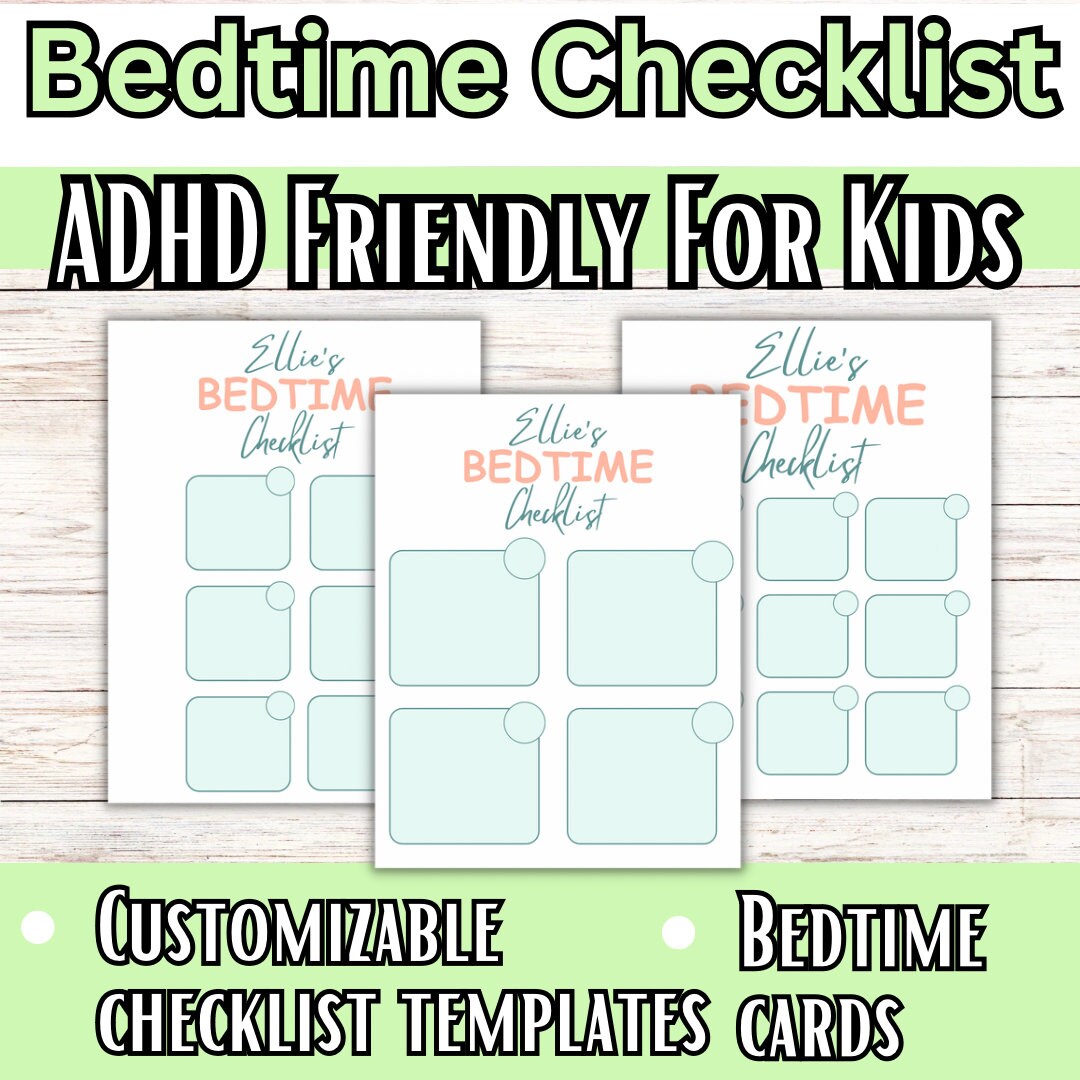 ADHD Customizable Bedtime Checklist for Kids, Teens, Adults ...